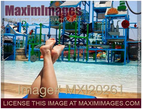 Photo Of Woman In Water Park Closeup Of Feet Stock Image Mxi