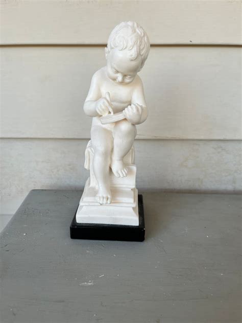 G Ruggeri Statue Boy Writing In Notebook Marble Base Alabaster Etsy