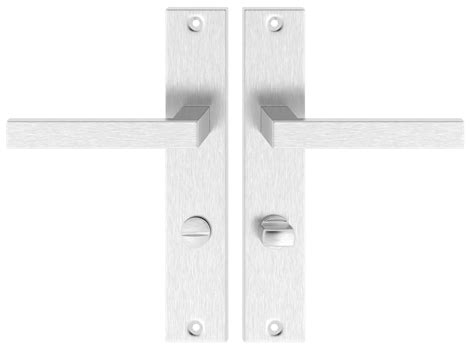 Klamka do drzwi wewnętrznych z długim szyldem do wc Topaz inox Metal