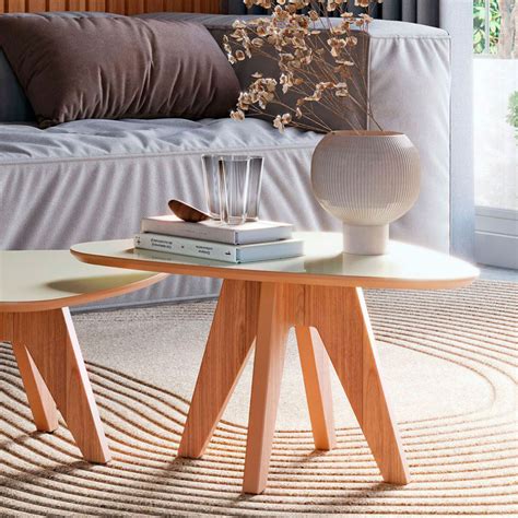 Mesa de Centro Sala MDF Orgânica Alta Triangular 4 Pés Dalla Costa