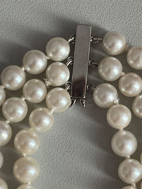 Proantic 5024 Collier 3 Rangs Perles En Chute Fermoir Or Gris