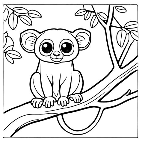 Climbing Loris Coloring Page Lulu Pages