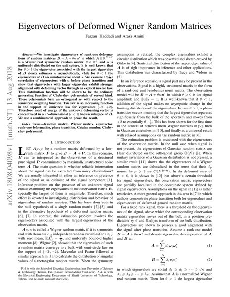 pdf eigenvectors of deformed wigner random matrices
