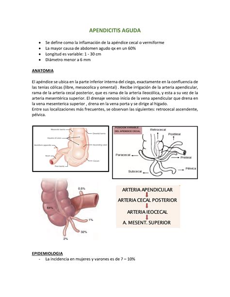 Aendicitis Aguda Resumen APENDICITIS AGUDA Se Define Como La