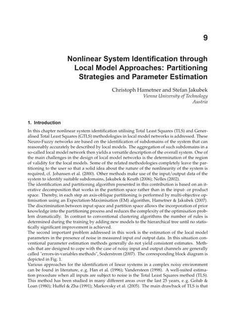 pdf nonlinear system identification through local model approaches partitioning strategies