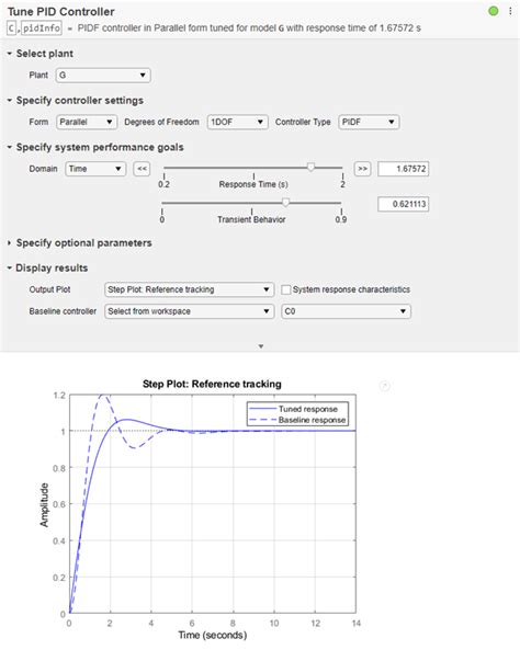 Tune Pid Controller For Lti Plant In The Live Editor Matlab