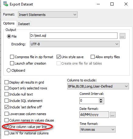 Dataset Export As Insert Statements Also For Clob Column Idea Pond