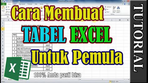 Tutorial Belajar Cara Membuat Tabel Pada Microsoft Excel YouTube