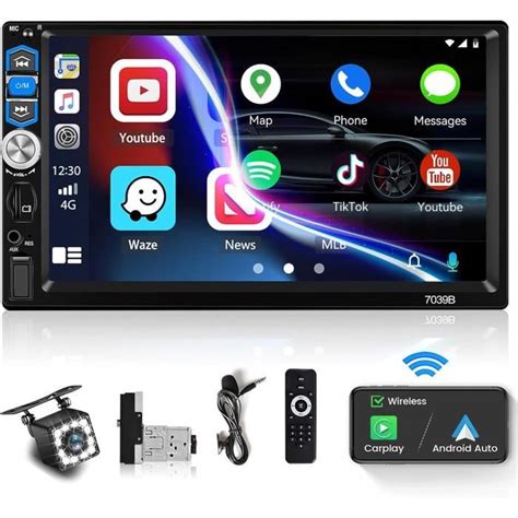 Hikity Autoradio Din Sans Fil Carplay Android Auto Avec Cran Pouces