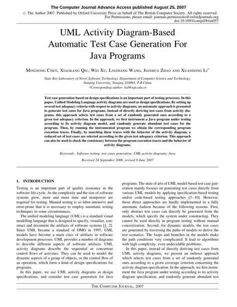 pdf uml activity diagram based automatic test case generation for java programs dokumen tips