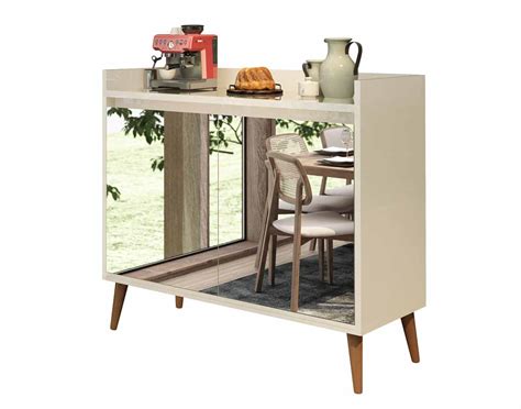 Buffet Aparador Retrô Espelho Delux 2 Portas Off White MoveisAqui