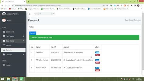 aplikasi sistem informasi apotek berbasis web webprogramming sisteminformasiapotek youtube