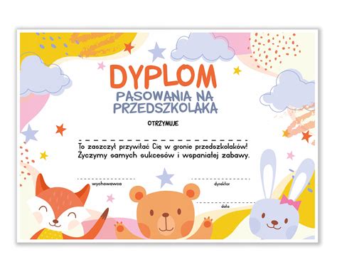 DYPLOM A4 PASOWANIA NA PRZEDSZKOLAKA 20SZT 12287202881 Allegro Pl