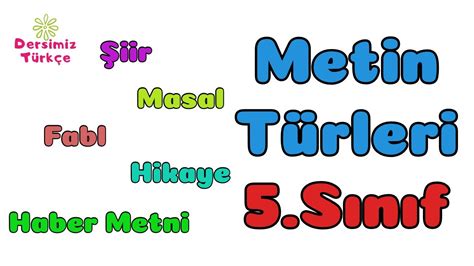 5 Sınıf Türkçe Metin Türleri Fabl Masal Hikaye Şiir Haber Metni