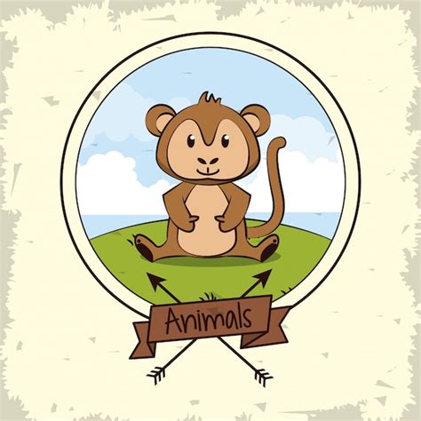 Mono Lindo De Dibujos Animados Vector Premium