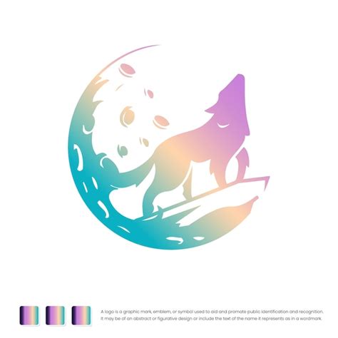 Diseño de logotipo de ilustración de luna de silueta de lobo aullando