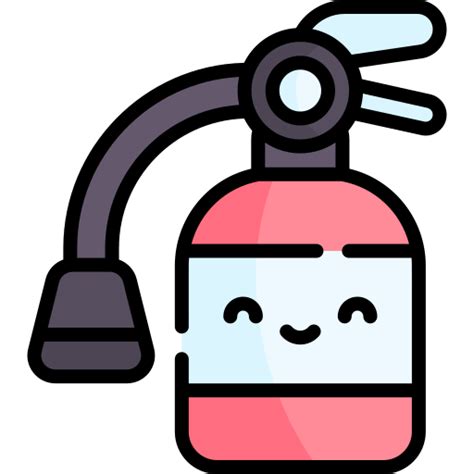 Icono De Extintor De Incendios Kawaii Lineal Color