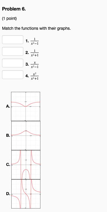 solved problem 6 1 point match the functions with their