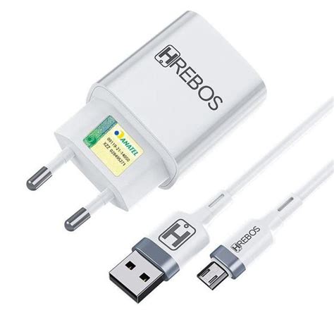 Carregador Celular Usb Turbo Hrebos Cabo Micro Usb V Carregador