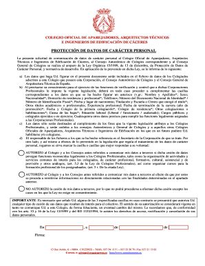 Fillable Online 2013 FICHA DE PROTECCI N DE DATOS DE CAR CTER PERSONAL