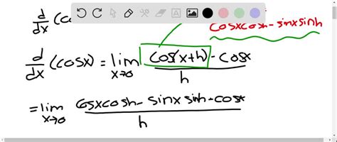 solved use the definition of the derivative and the trigonometric identity cos x h cosx cosh