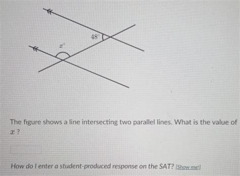The Figure Shows A Line Intersecting Two Parallel Lines What Is The