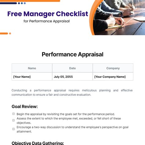 Free Manager Checklist For Performance Appraisal Template Edit Online