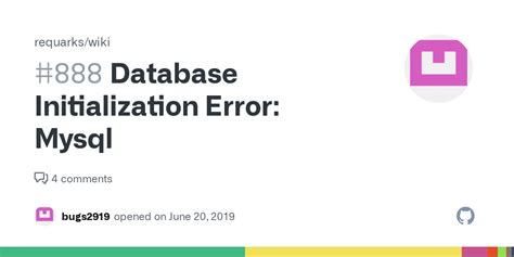 Database Initialization Error Mysql Issue 888 Requarks Wiki GitHub