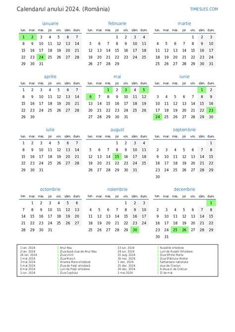 Calendar 2024 Romanesc Erena Josephina