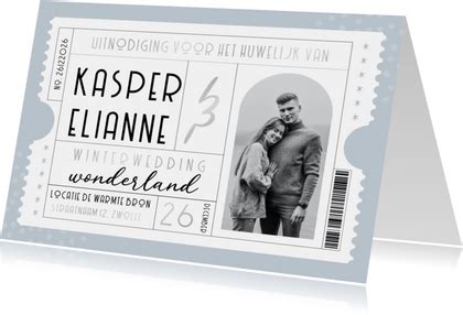 Save The Date Trouwkaart Winter Wedding Ticket Kaartje2go