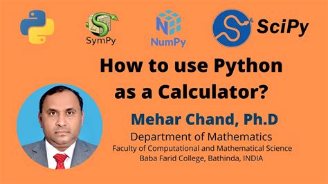 lecture 9 python as calculator arithmetic operation youtube