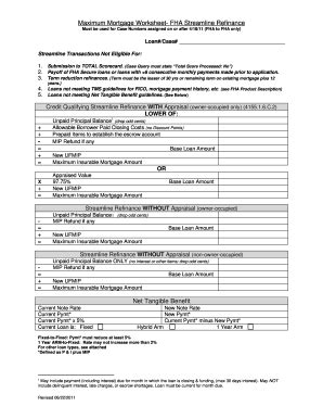 Fha Streamline Worksheet Fill Online Printable Fillable Blank
