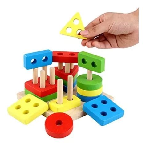 Juego Didactico Montessori Encajar Figura Geométrica Madera Cuotas