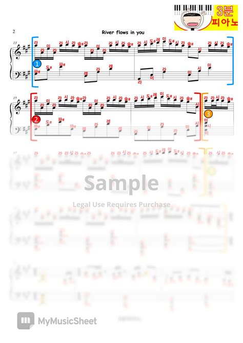 River flows in you yiruma 계이름악보 그냥악보 Easy sheet 악보