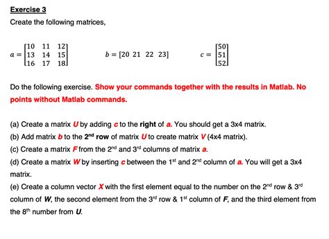create the following matrices