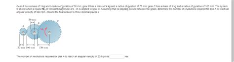 Solved Gear A Has A Mass Of Kg And A Radius Of Gyration Of Chegg
