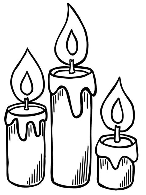 Coloriage Trois Bougies de Noël télécharger et imprimer gratuit sur