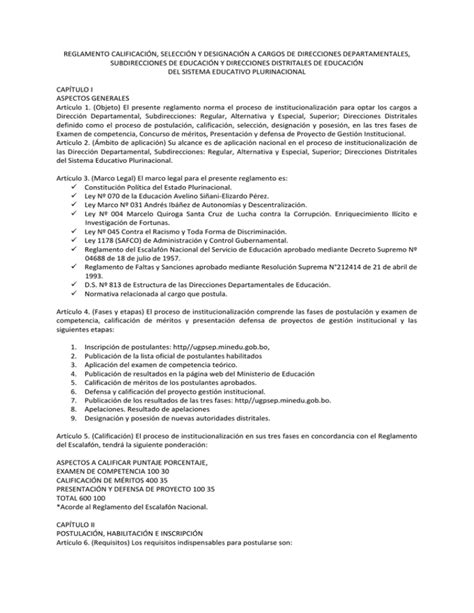 REGLAMENTO CALIFICACIÓN SELECCIÓN Y DESIGNACIÓN A