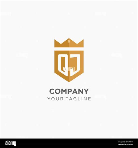 Monogram QJ Logo With Geometric Shield And Crown Luxury Elegant