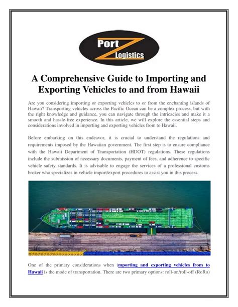 Ppt A Comprehensive Guide To Importing And Exporting Vehicles To And