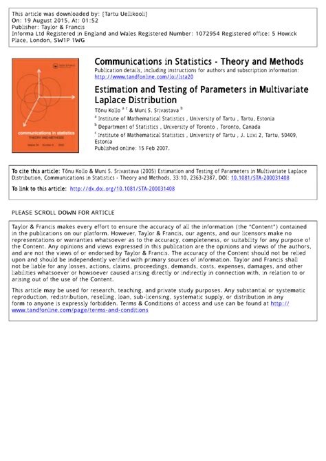 pdf estimation and testing of parameters in multivariate laplace distribution