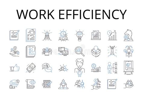 Work Efficiency Line Icons Collection Time Management Productivity