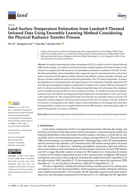 pdf land surface temperature estimation from landsat 9 thermal