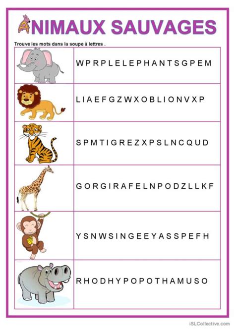 307 Animaux Français FLE fiches pedagogiques pdf doc