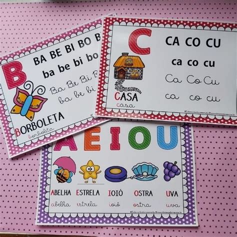 Silabário 24 Cartazes 4 Tipos de Letras Sílabas Simples Elo7
