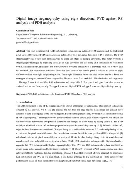 pdf digital image steganography using eight directional pvd against rs analysis and pdh analysis