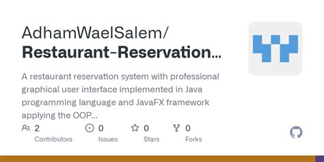 GitHub AdhamWaelSalem Restaurant Reservation System A Restaurant