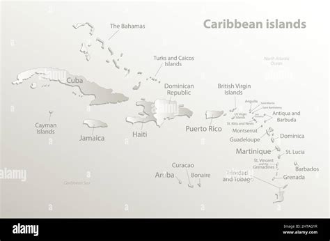 Mapa De Las Islas Del Caribe Isla Con Nombres Papel De Carta D