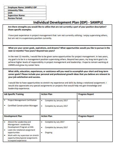 Individual Development Plan Examples Format How To Create Pdf