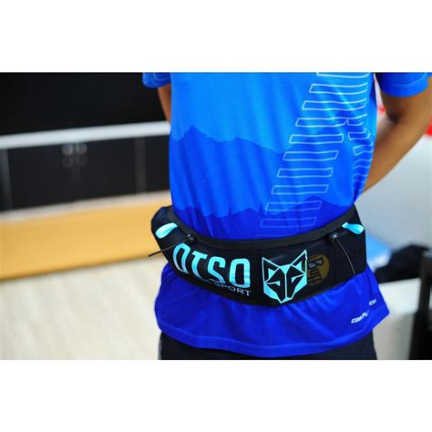 Đai chạy bộ OTSO Running Belt Black Turquoise Đen xanh Tiki